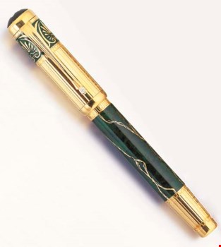 MONTBLANC. A LIMITED EDITION 18K GOLD, LACQUER AND DIAMOND-SET FOUNTAIN ...