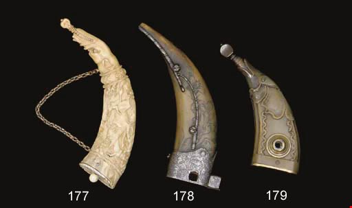 A GERMAN WHEEL-LOCK PRIMING-FLASK , THIRD QUARTER OF THE 17TH CENTURY ...