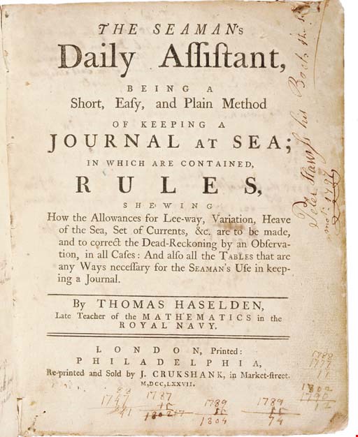 HASELDEN, Thomas. The Seaman's Daily Assistant, Being a Short, Easy ...