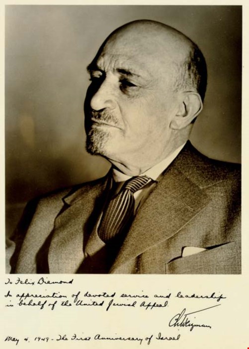 WEIZMANN, Chaim (1874-1952), President of Israel. Large photograph ...