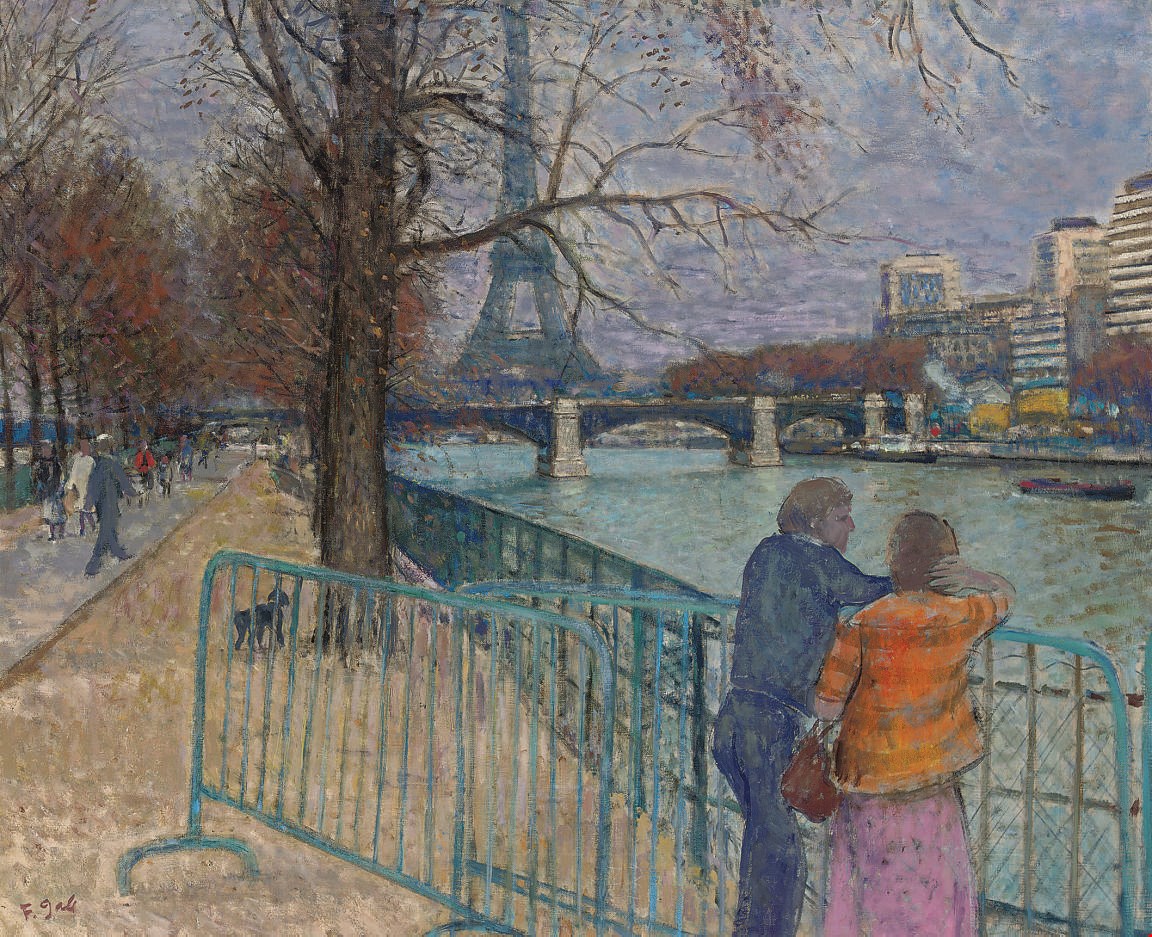 François Gall (1912-1987) , La Tour Eiffel, depuis l'allée des cygnes ...