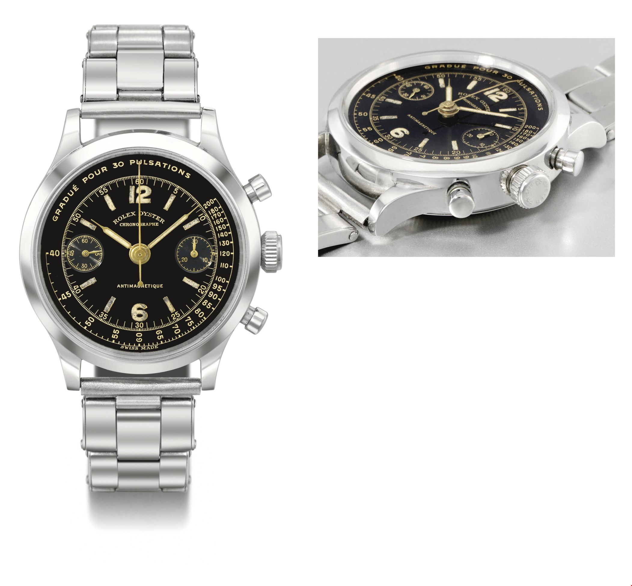 Rolex. An extremely fine, rare and attractive stainless steel ...