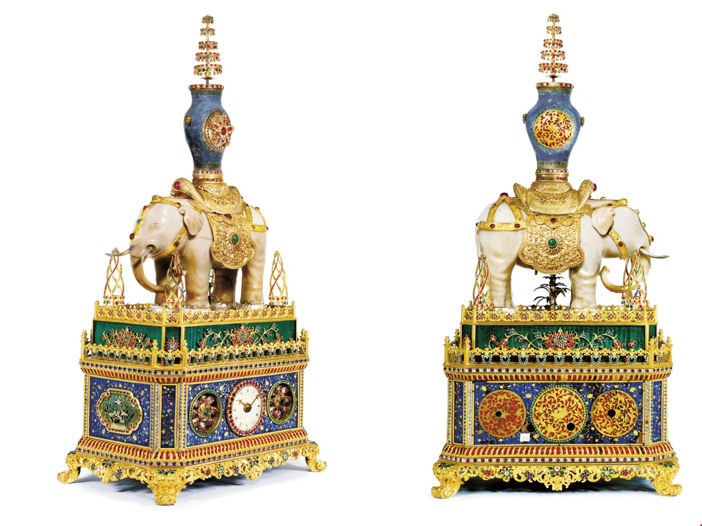 A MAGNIFICENT IMPERIAL CHINESE ORMOLU, SILVER-PLATED, ENAMEL, PASTE-SET ...