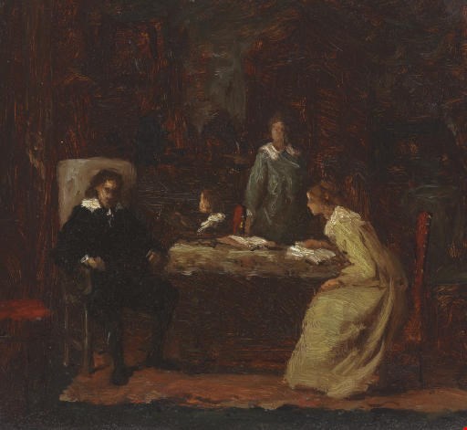 Eastman Johnson (1824-1906) , Sketch for 'Milton Dictating Paradise ...