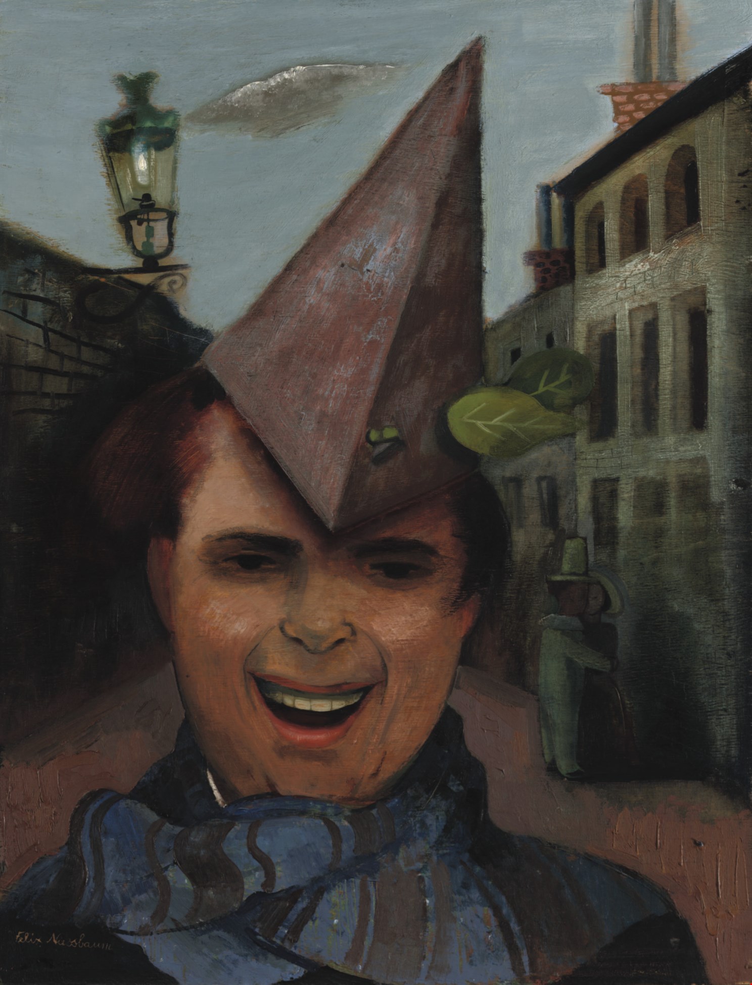 FELIX NUSSBAUM (1904 - 1944) , Selbstbildnis mit Papierhut und blauem ...