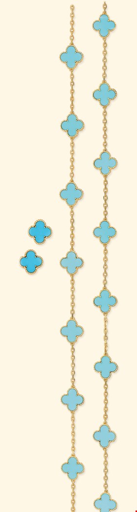 A SET OF TURQUOISE 'ALHAMBRA' JEWELLERY, BY VAN CLEEF & ARPELS | Christie's
