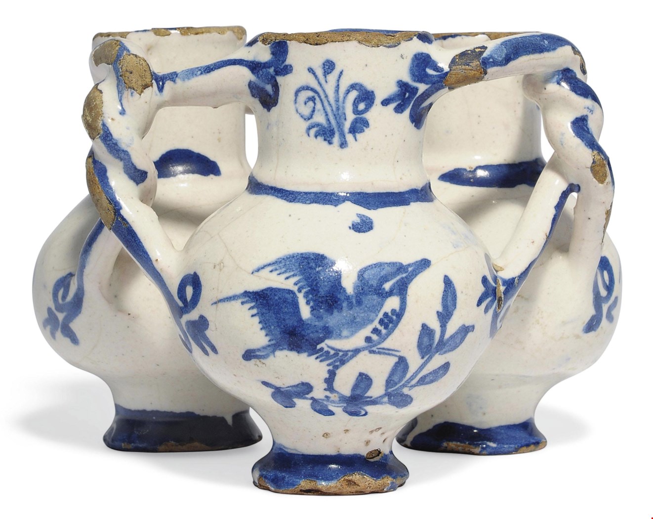 A LONDON DELFT BLUE AND WHITE FUDDLING-CUP , CIRCA 1630-50, PROBABLY ...