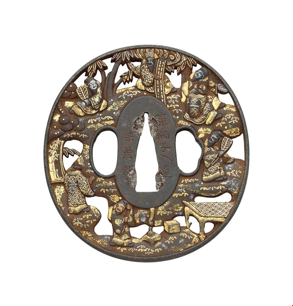 A Large Round Iron Tsuba , WITH THE FULL SOTEN SIGNATURE, EDO PERIOD ...