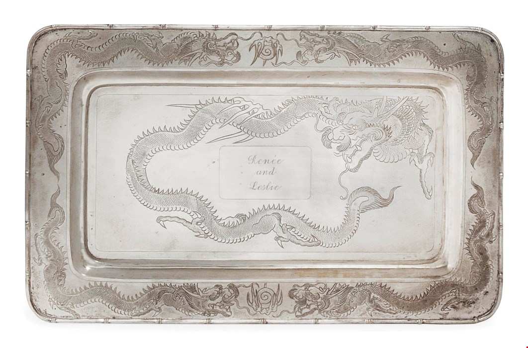 A CHINESE EXPORT SILVER TRAY