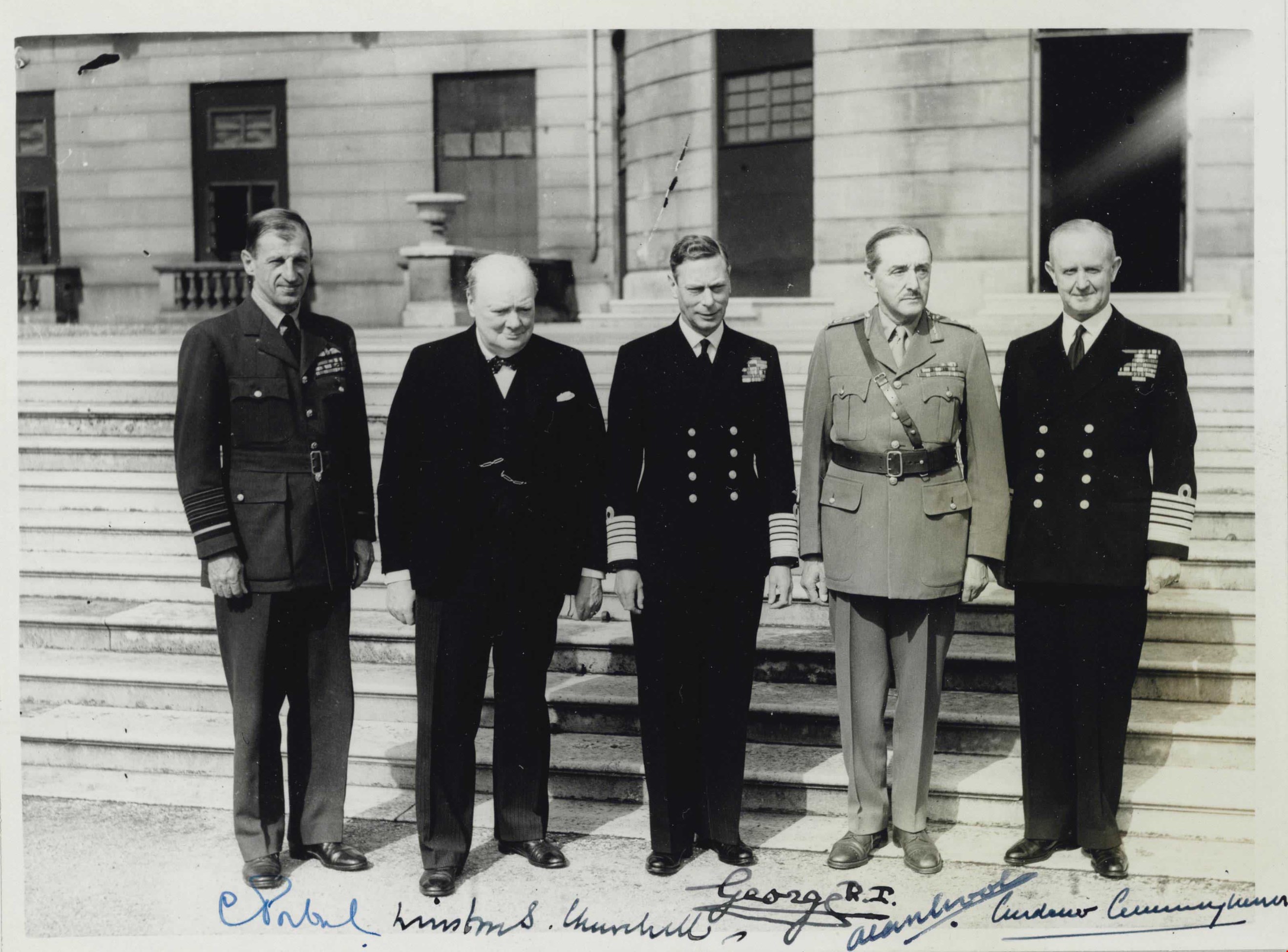 CHURCHILL, Winston S. Group photograph signed ("Winston S. Churchill ...