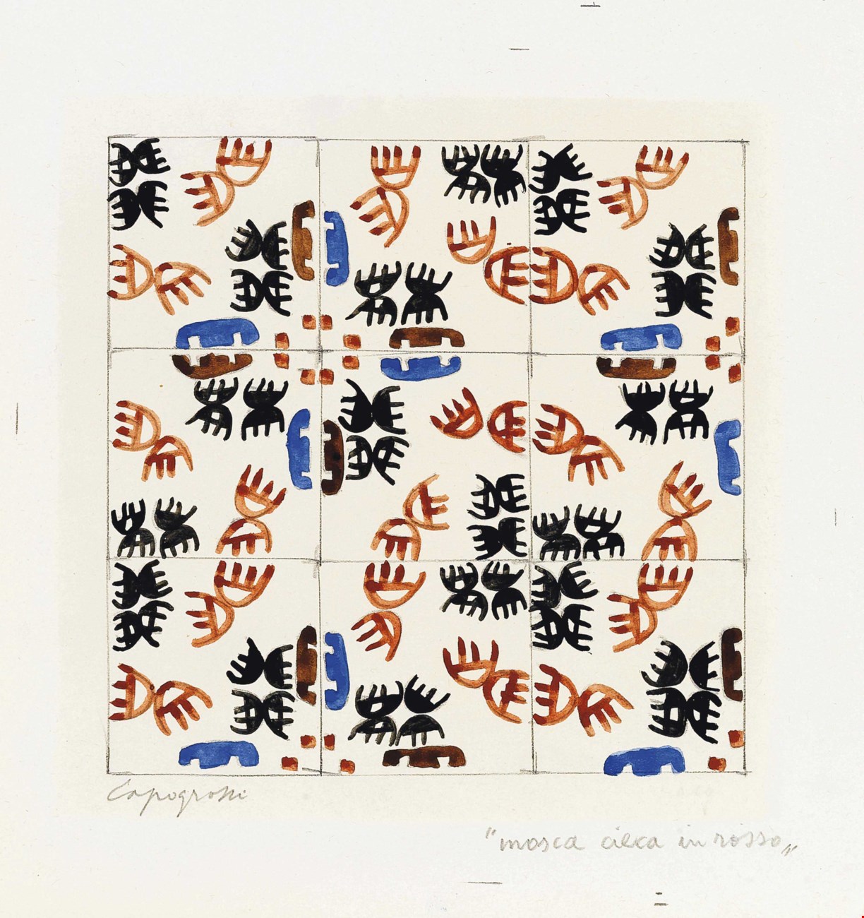 Giuseppe Capogrossi (1900-1972) , Mosca cieca in rosso | Christie's