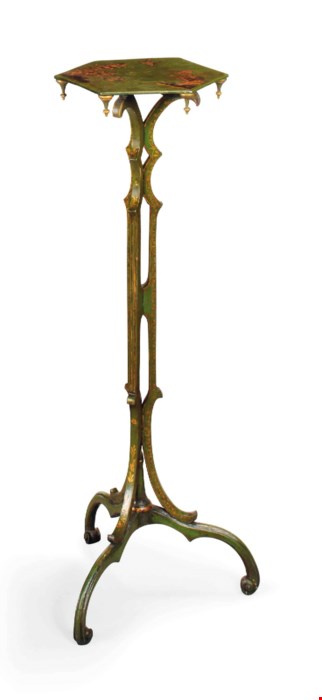 A GILT-HEIGHTENED GREEN JAPANNED TORCHERE , LATE 19TH CENTURY | Christie's