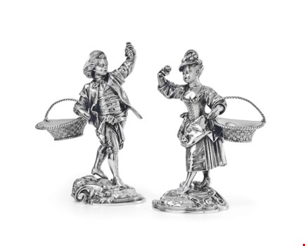 A PAIR OF VICTORIAN SILVER FIGURAL SALT CELLARS , MARK OF ROBERT ...