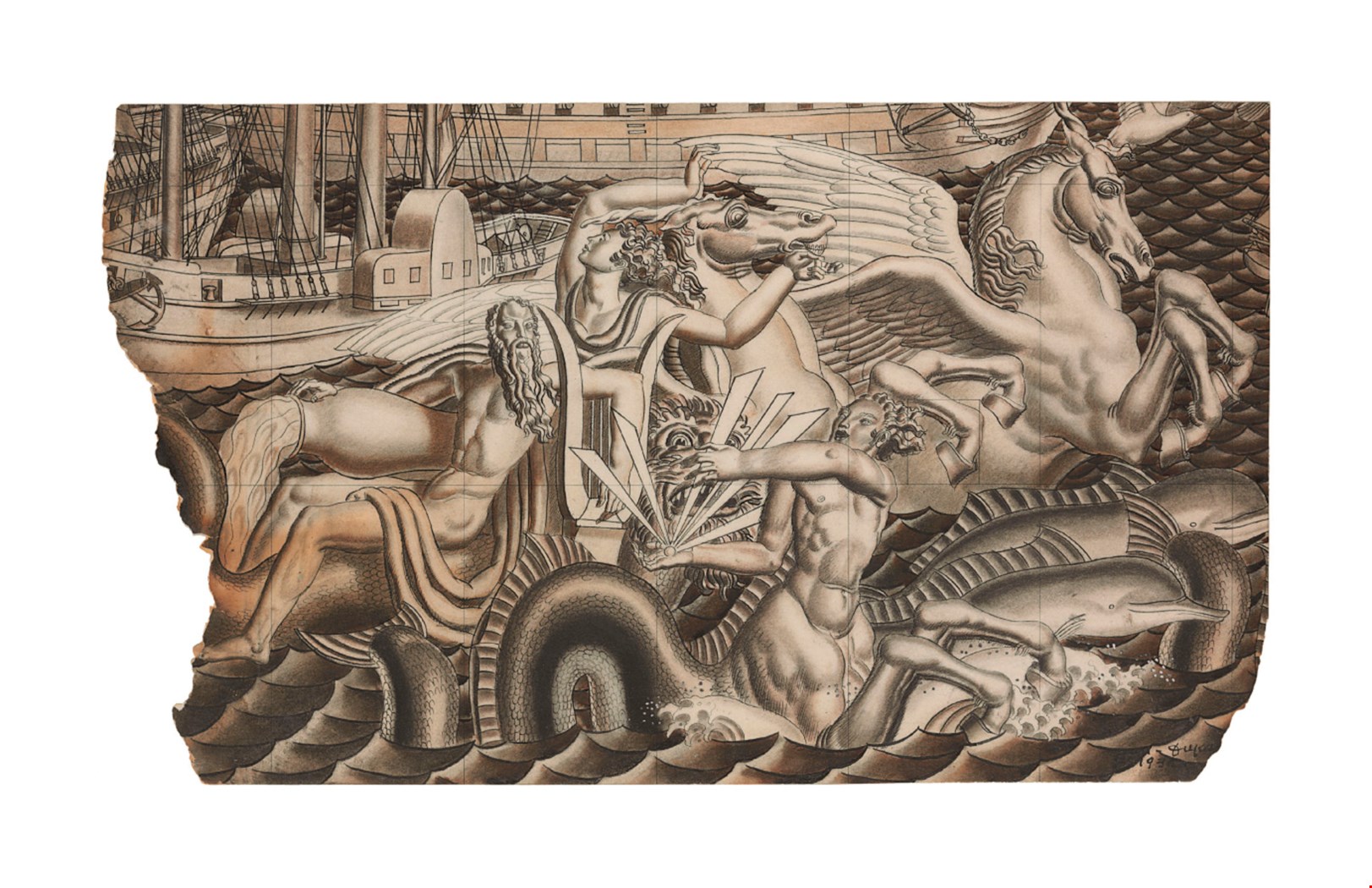 JEAN DUPAS (1882-1964) , STUDY FOR THE 'CHARIOT OF POSEIDON' MURAL ...