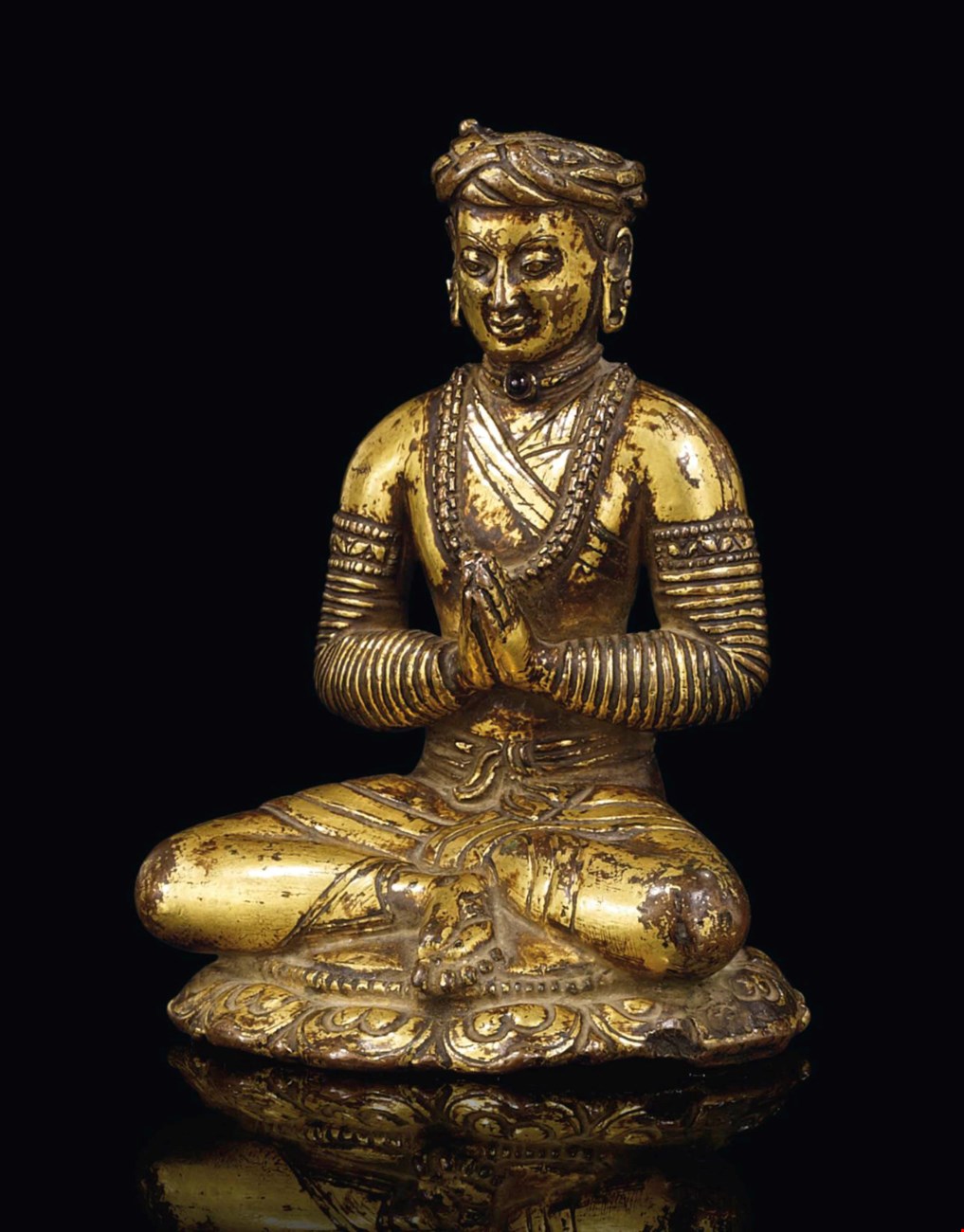 RARE STATUE EN CUIVRE DORE REPRESENTANT PROBABLEMENT LE ROI ...