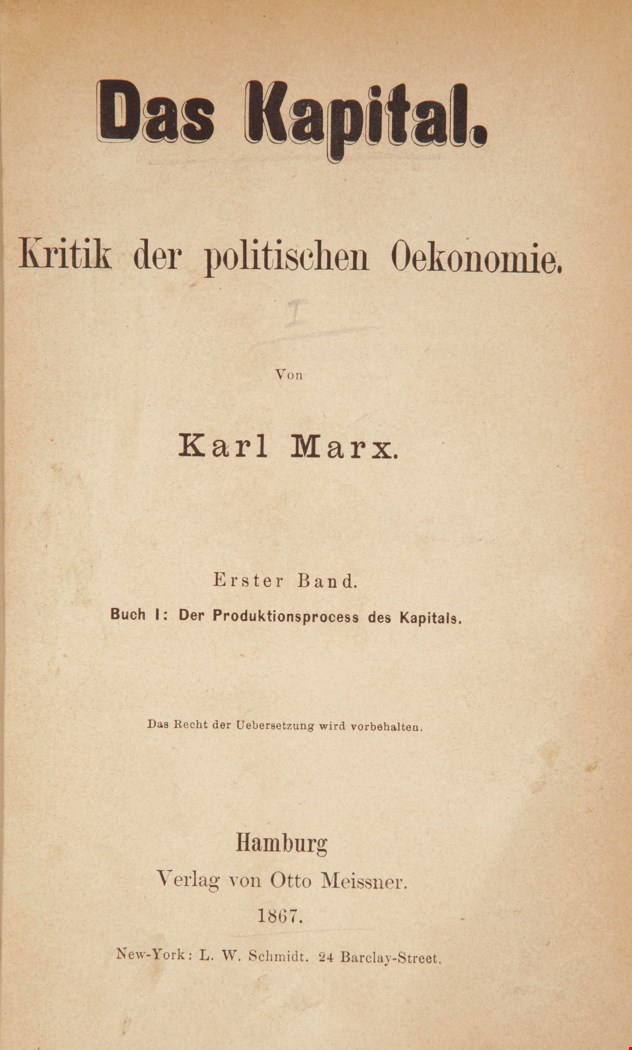MARX, Karl (1818-1883). Das Kapital. Livres I, II, III (1ere partie ...