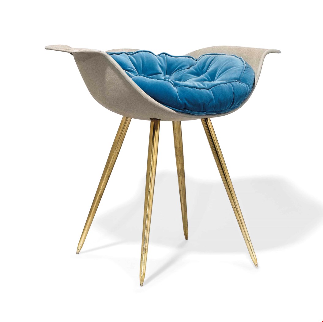 CARLO GRAFFI (1925-1985) and FRANCO CAMPO (b. 1926) , RARE STOOL, 1953 ...