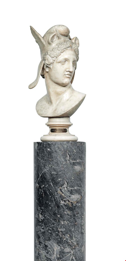 A CARVED MARBLE BUST OF PERSEUS, ITALIAN, 19TH CENTURY, AFTER ANTONIO ...