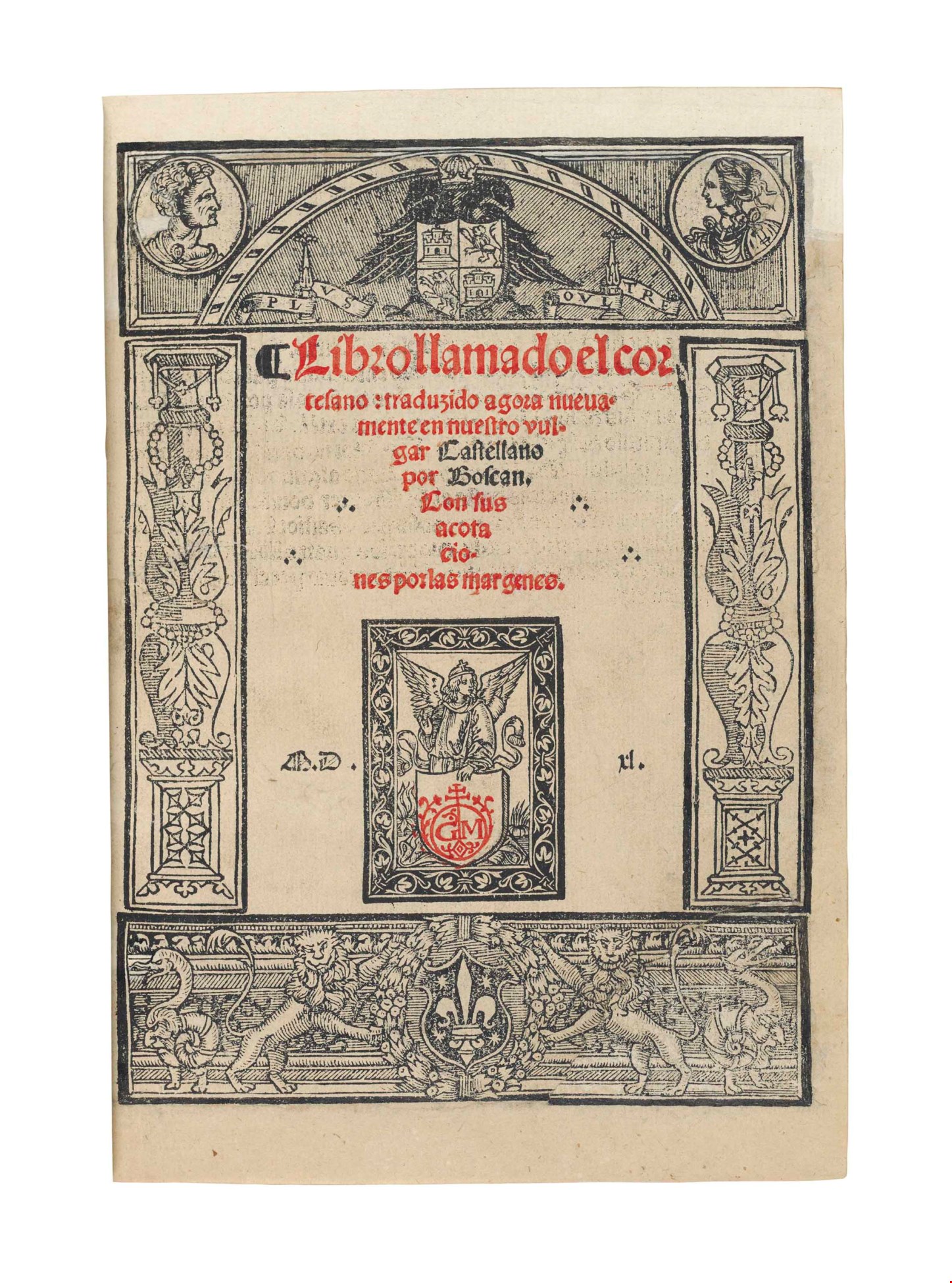 CASTIGLIONE, Baldassare (1478-1529). Libro llamado El Cortesano ...
