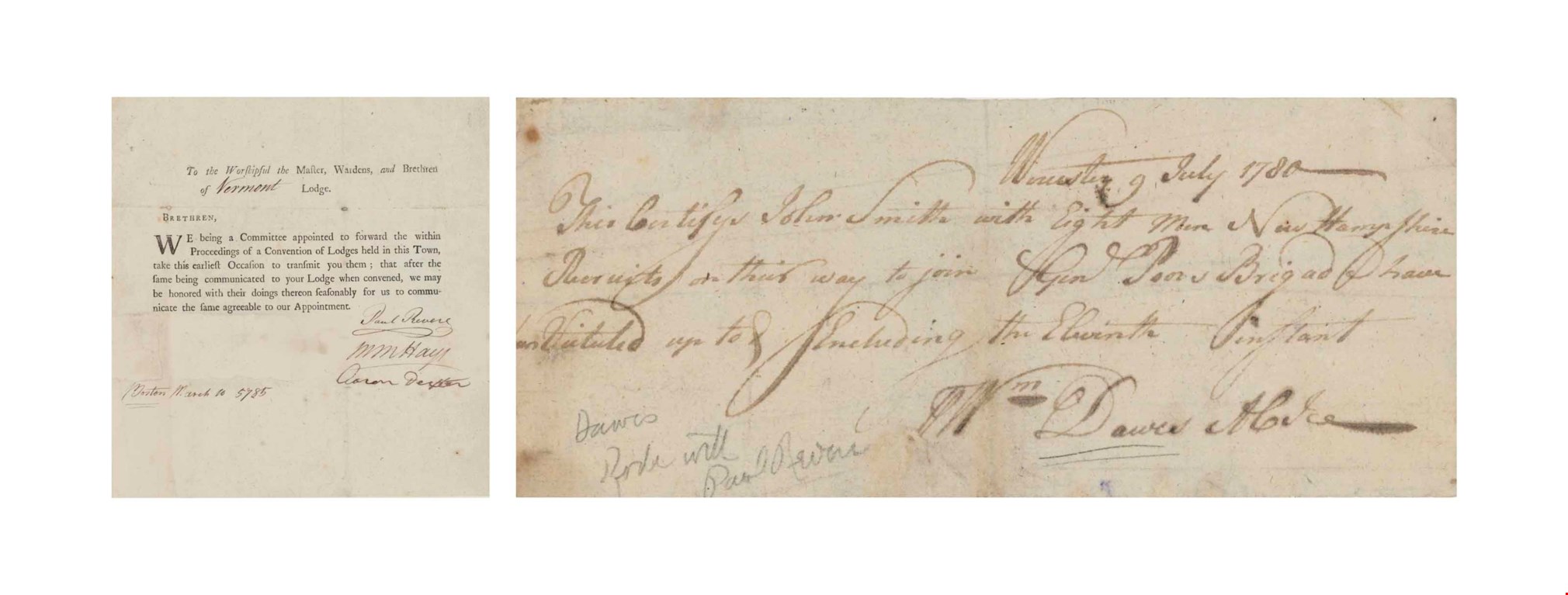 REVERE, Paul (1734-1818). Partly printed document signed ("Paul Revere ...