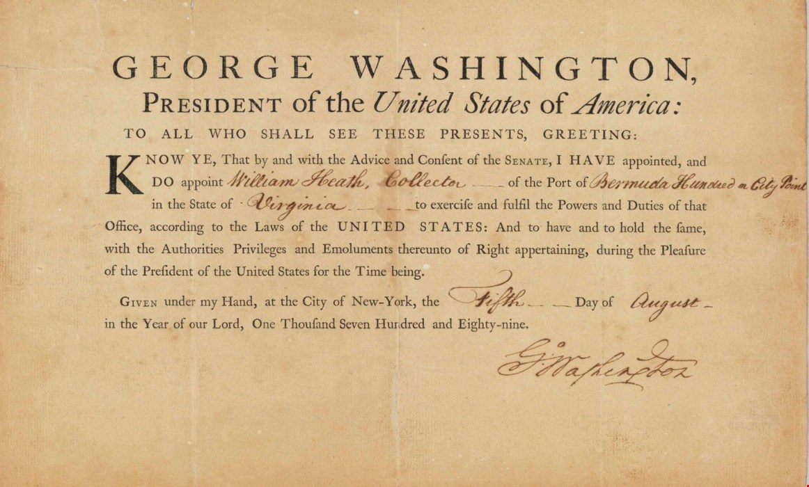 WASHINGTON, George. Printed document signed ("G:o Washington"), as ...