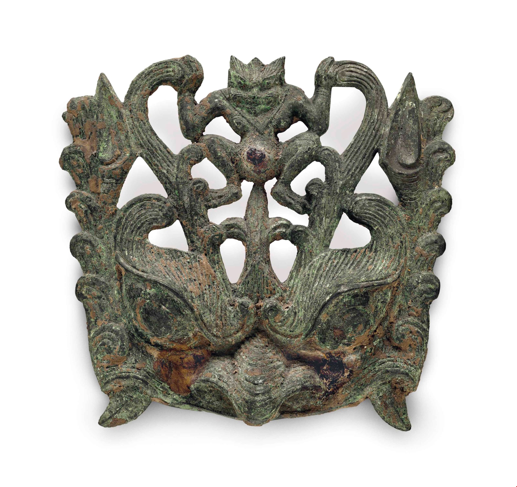 A BRONZE TAOTIE MASK