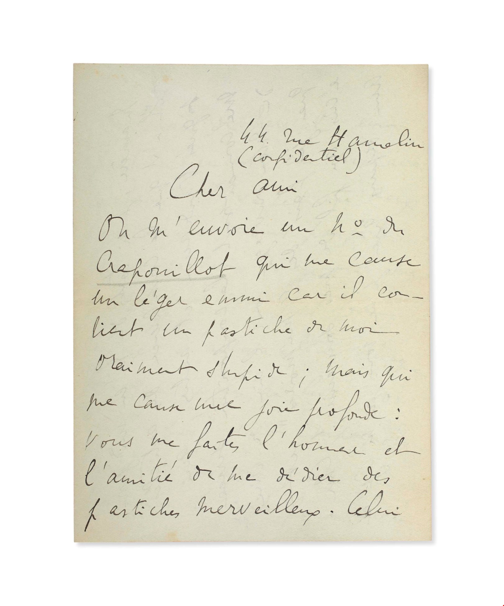 PROUST, Marcel (1871-1922). Lettre autographe signée "Marcel Proust" à ...