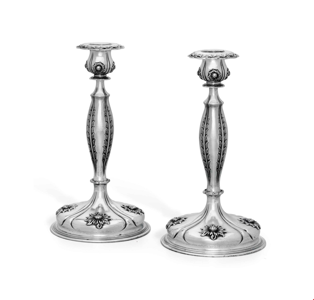 A PAIR OF AMERICAN SILVER CANDLESTICKS , MARK OF TIFFANY & CO., NEW ...