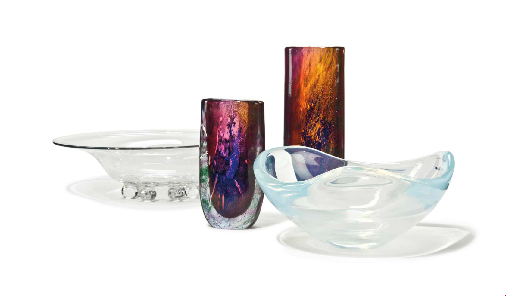 A GROUP OF FRENCH AND SWEDISH CONTEMPORARY ART GLASS VESSELS, VARIOUS ...