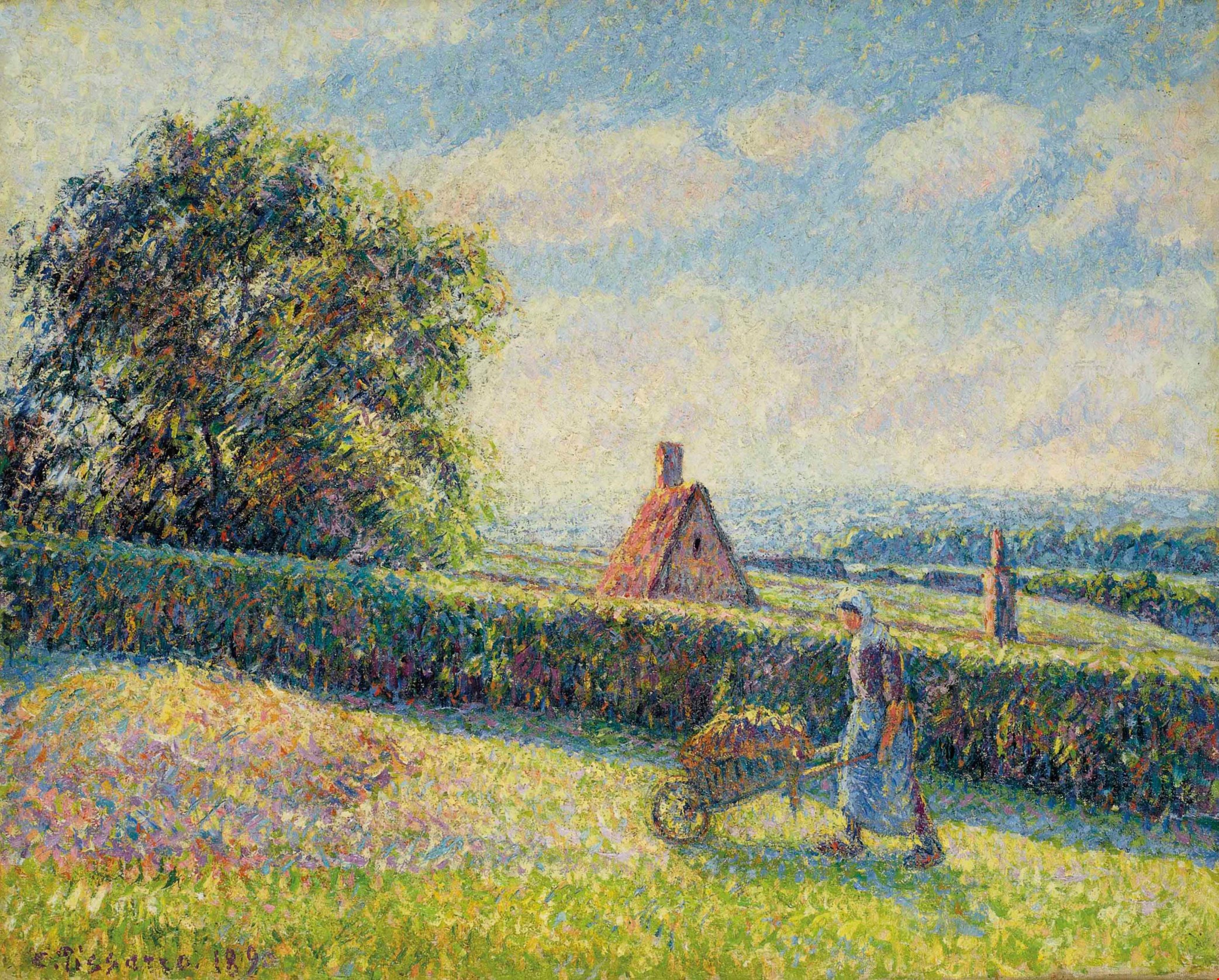 Camille Pissarro (1830-1903) , Femme poussant une brouette, Eragny ...