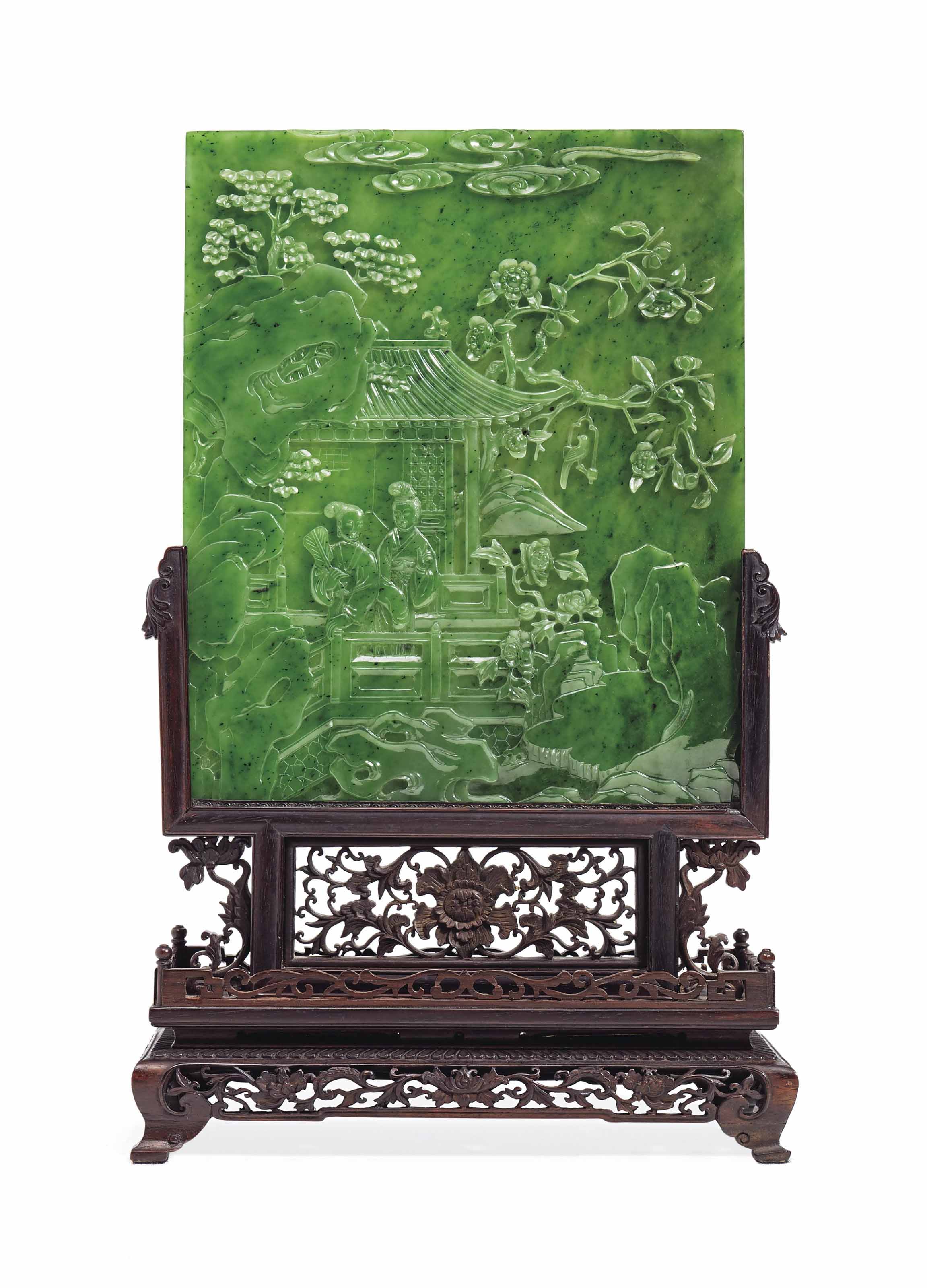 ECRAN DE TABLE EN JADE EPINARD SCULPTE-花瓣网