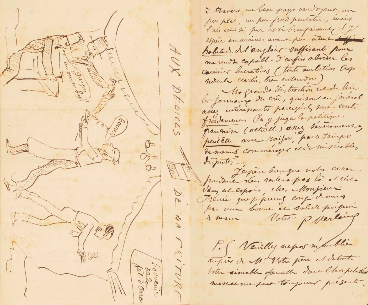 Paul VERLAINE. Lettre autographe signée à Irénée Decroix. Stickney: 8 ...