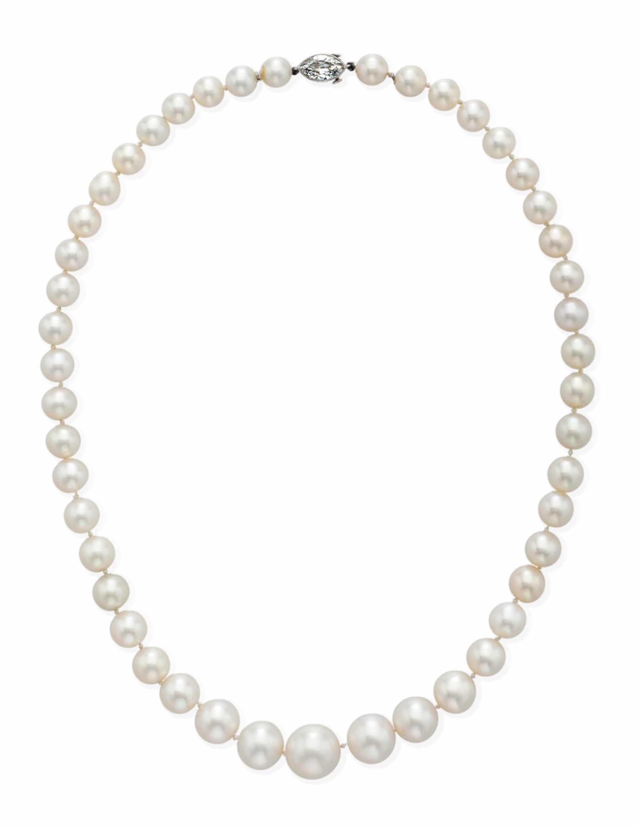 AN IMPORTANT SINGLE STRAND NATURAL PEARL NECKLACE -花瓣网