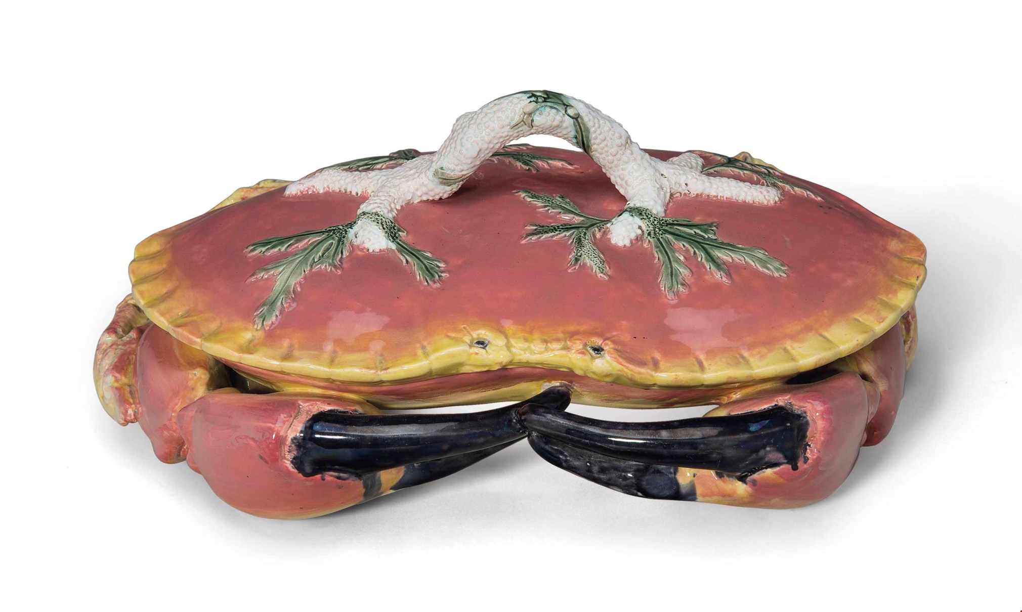 AN ENGLISH MAJOLICA CRAB-FORM TUREEN AND COVER, THIRD QUARTER 19TH ...