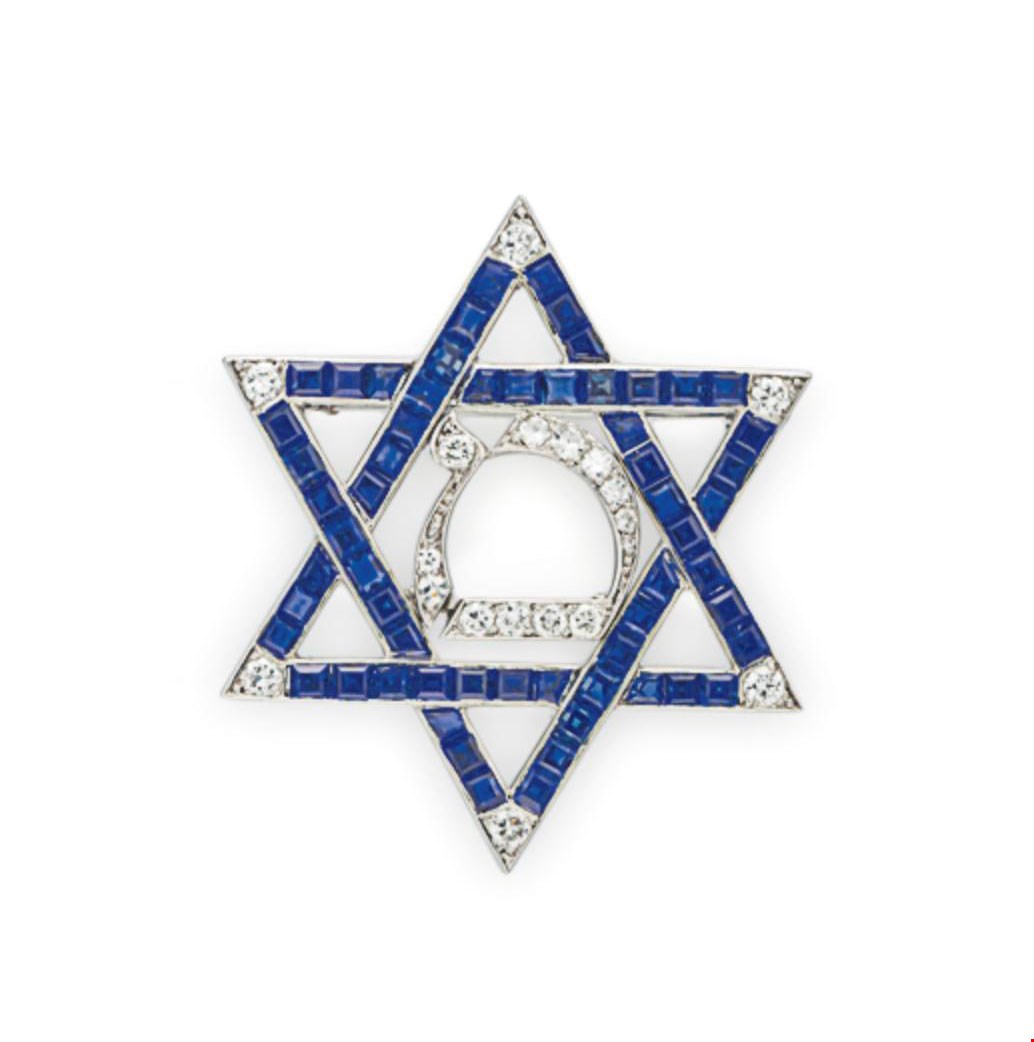 A SAPPHIRE AND DIAMOND STAR OF DAVID BROOCH, BY CARTIER | Christie's