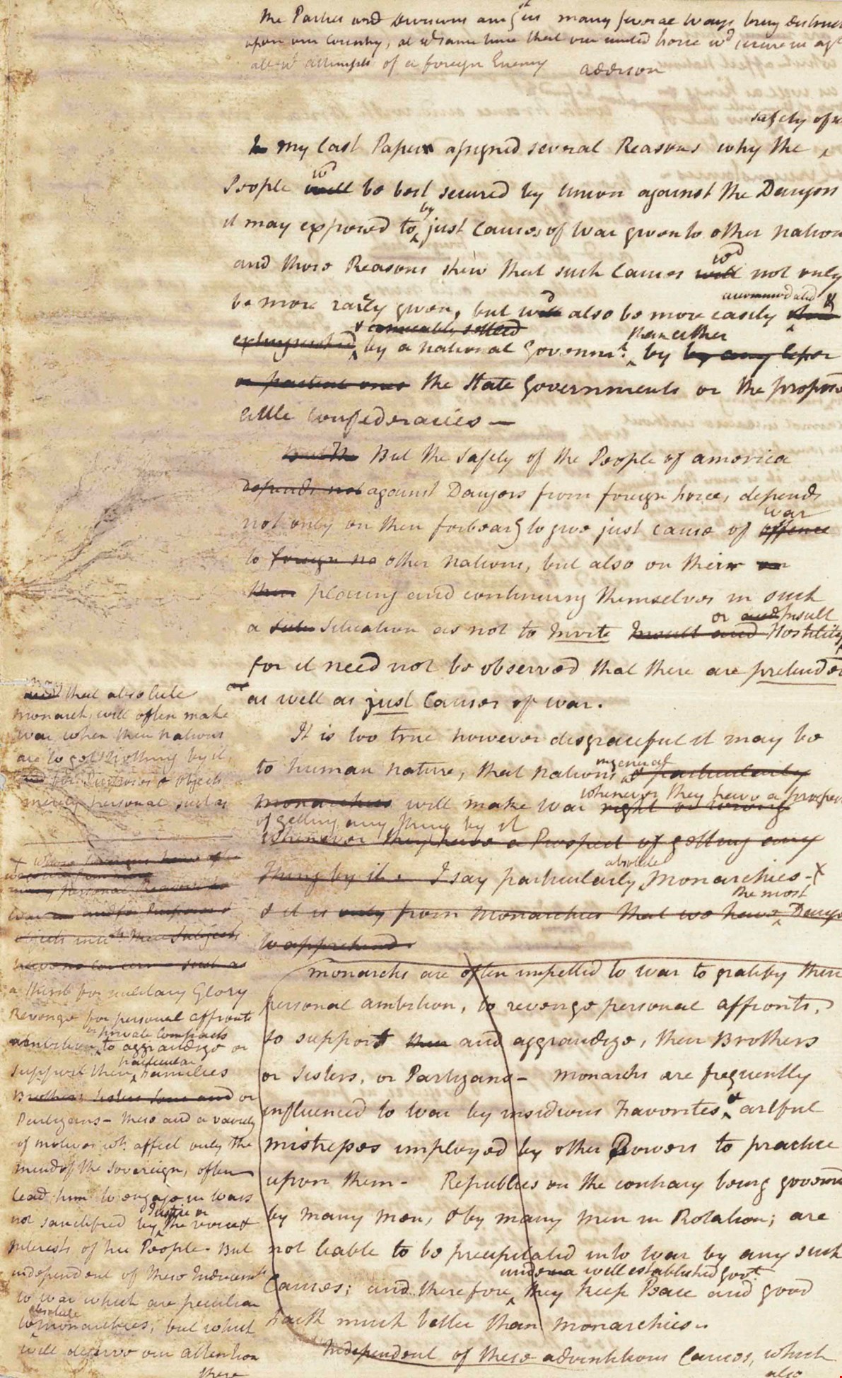 FEDERALIST PAPERS. -- JAY, John (1745-1829). Autograph draft manuscript ...