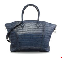 A SHINY BLUE CROCODILE LOCKIT MM WITH SILVER HARDWARE, LOUIS VUITTON ...