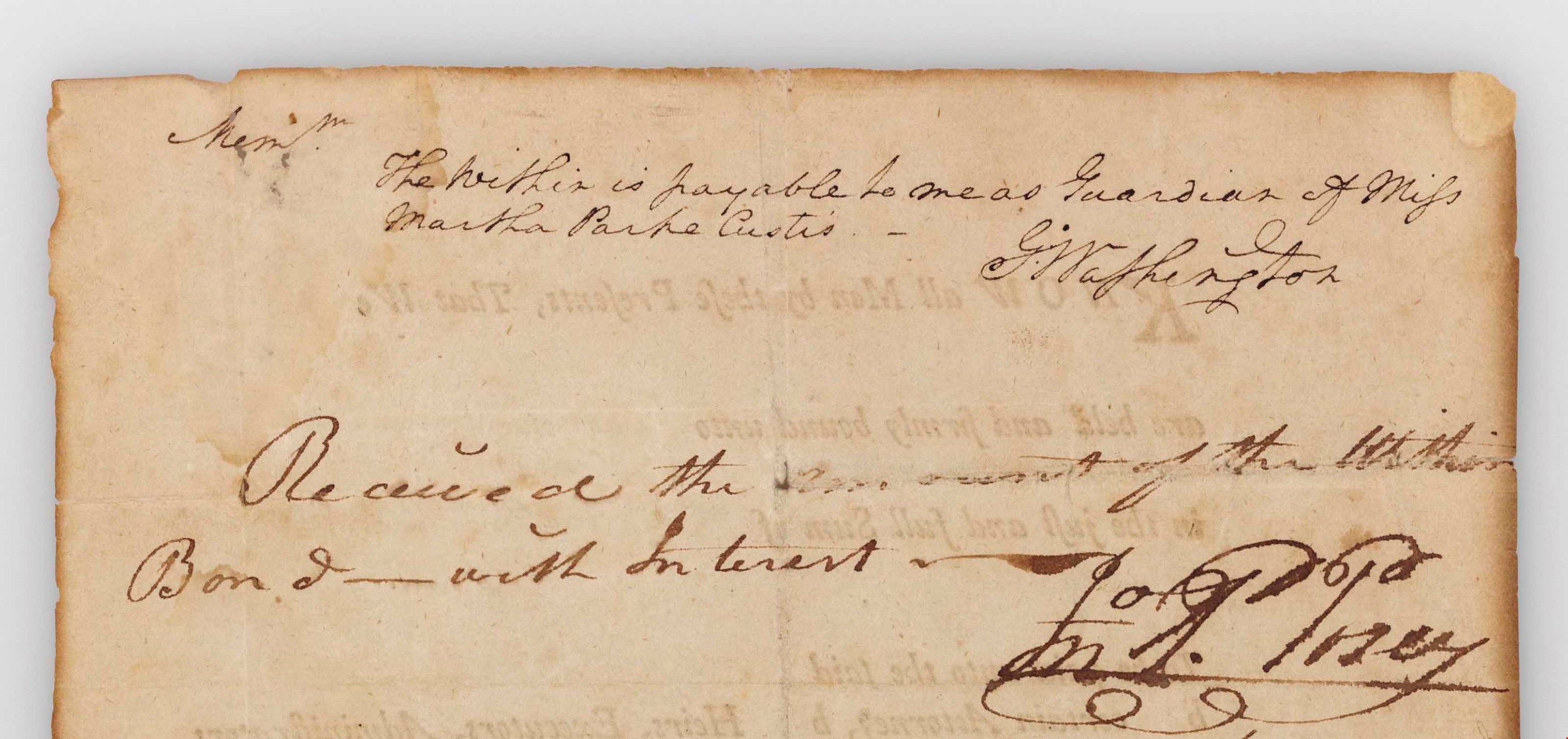 WASHINGTON, George (1732-1799) Autograph Endorsement Signed (“Go ...