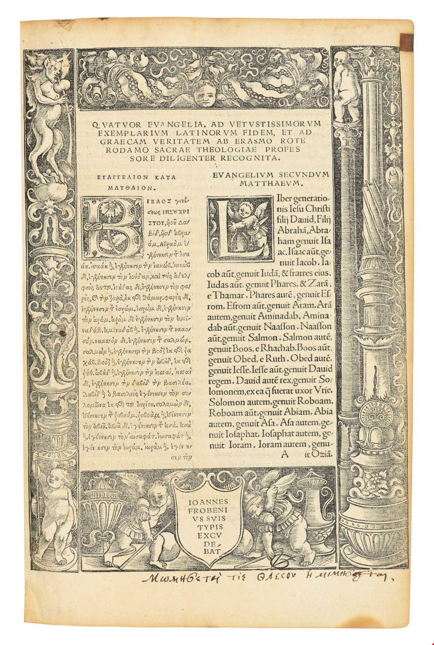 BIBLE – New Testament, Greek and Latin. Novum Instrumentum omne ...