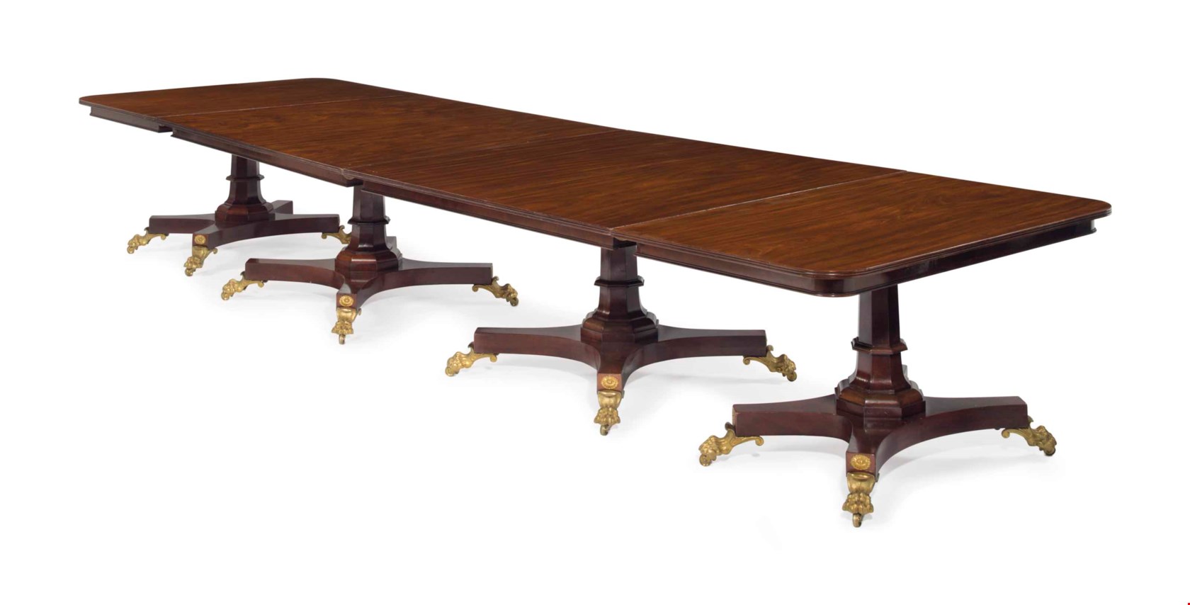 A VICTORIAN MAHOGANY FOUR-PEDESTAL DINING TABLE, MID-19TH CENTURY ...