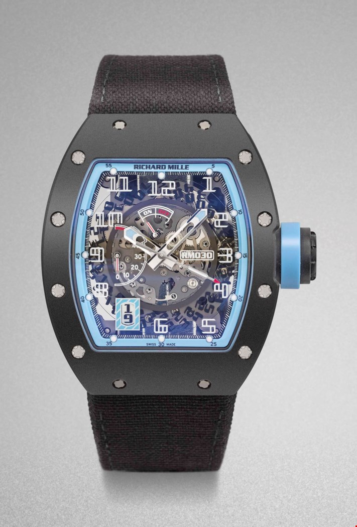 Richard Mille. A very rare and light black DLC-coated titanium limited edition automatic ...