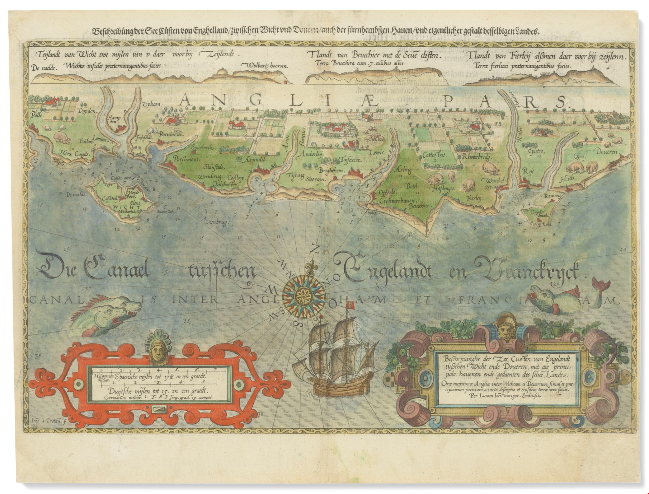 WAGHENAER, Lucas Janszoon (1533-1606). Beschrijvinghe der Zee Custen ...