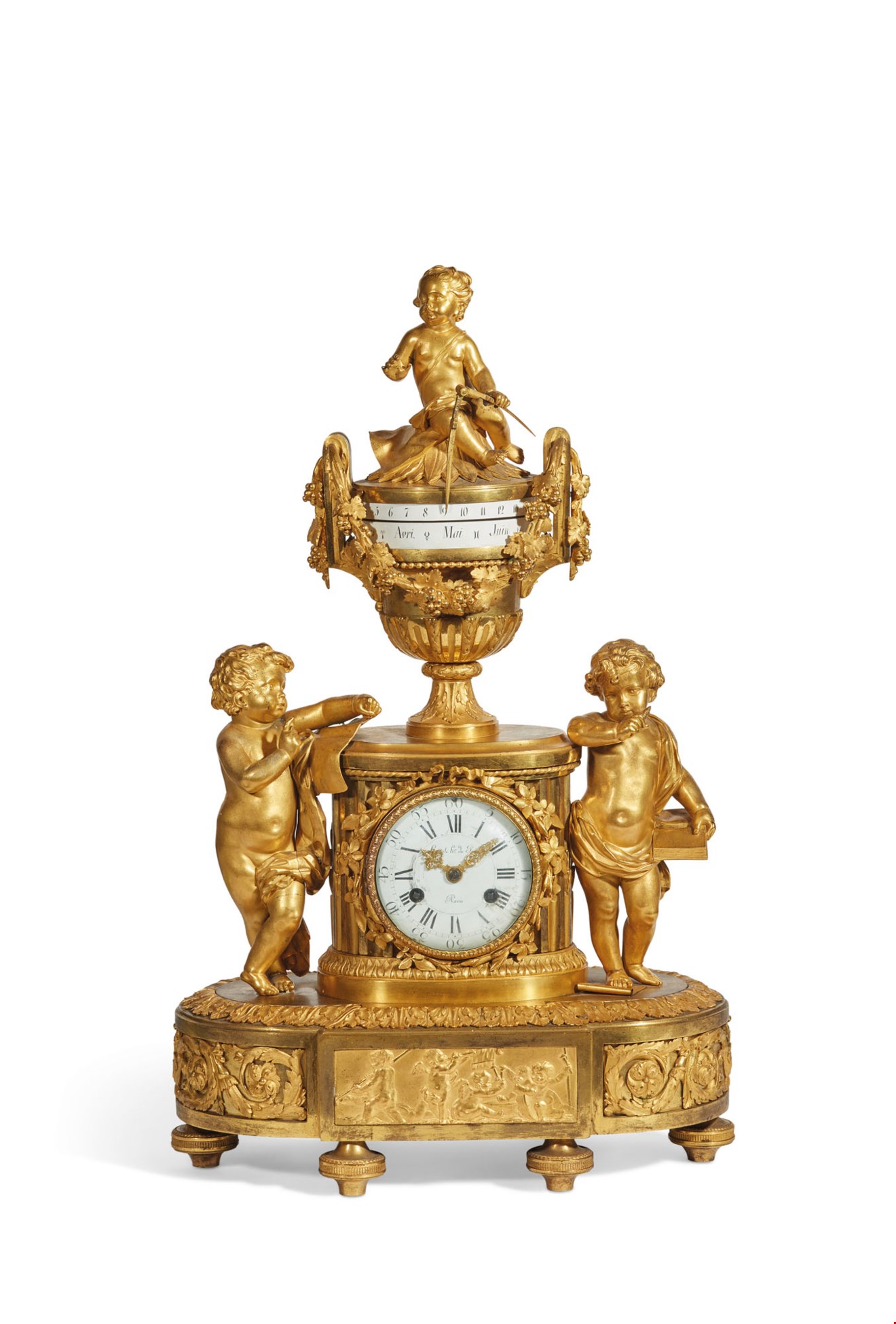 PENDULE CALENDAIRE A CERCLES TOURNANTS D'EPOQUE LOUIS XVI