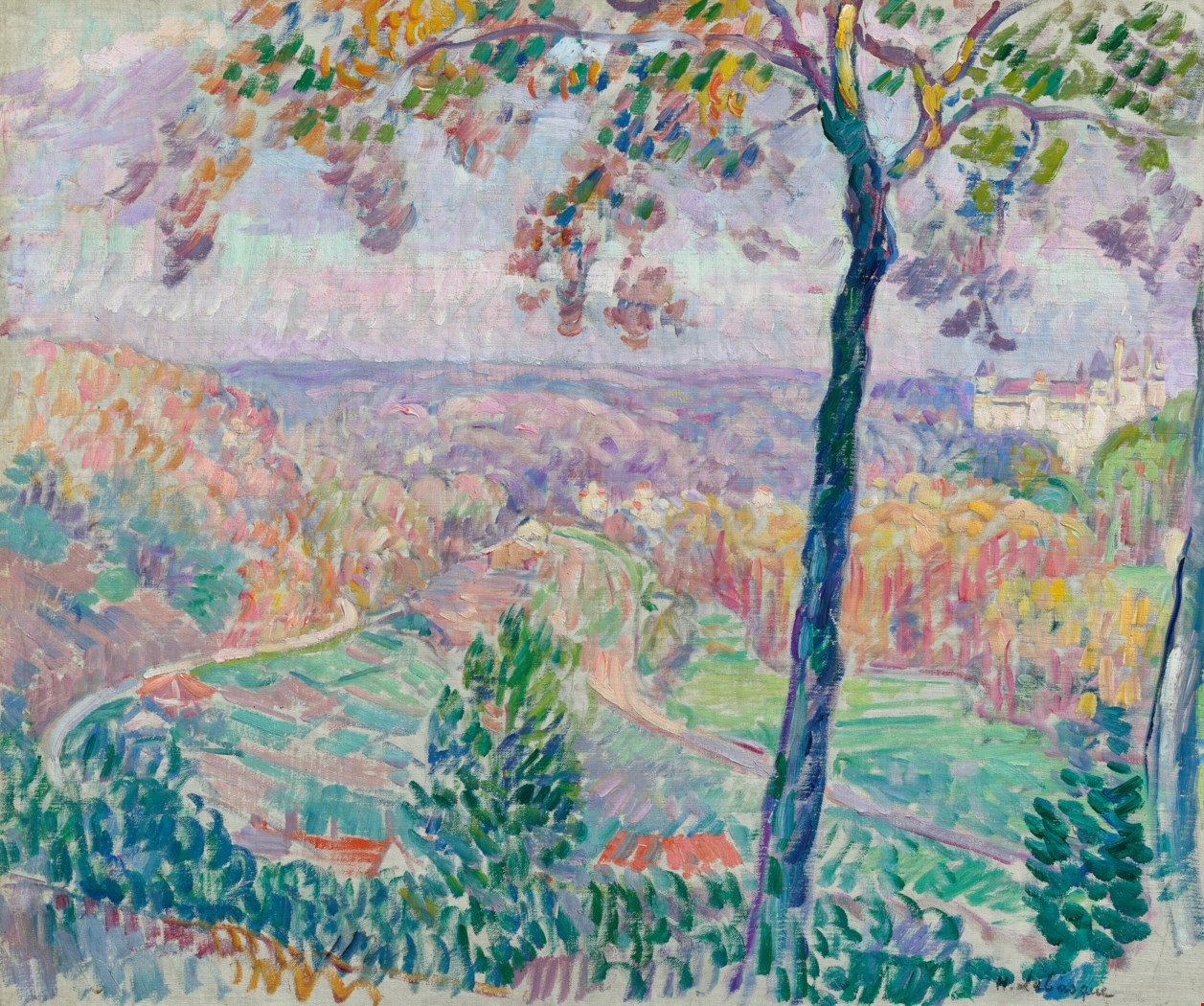 HENRI LEBASQUE (1865-1937), Le château de Pierrefonds et la forêt de ...