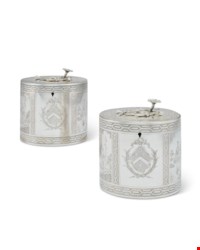 A PAIR OF GEORGE III SILVER TEA CADDIES, MARK OF THOMAS HEMMING, LONDON ...